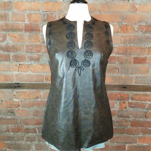 Vintage | Tops | Vintage Saba Top Vinyl Brown With Black Soutache T ...